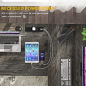 Unikito L Shaped Desk with Power Outlet, 98.4" Reversible Corner Computer Table with Storage Shelves and Bag, Modern 2 Person Large Long Desk for Home Office Writing Study Workstation, Black Oak