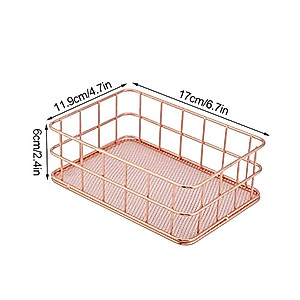 FTVOGUE Makeup Storage Basket Organizer, Rose Gold Mesh Cosmetic Storage Holder Shelves for Makeup Brush Pen Holder(C)