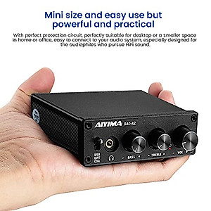 AIYIMA DAC-A2 Headphone Amplifier DAC with Bass Treble Controls PC-USB/Optical/Coaxial Inputs, RCA/3.5mm Headphone Ouput Digital to Analog Desktop Audio Converter 5V 24Bit 192kHz