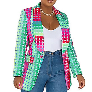 Women Fall Outwear Blazer Tops Open Front Comfort Knit Lapel Polka Dot Winter Coat for Performance Sport Jacket Suit 2XL