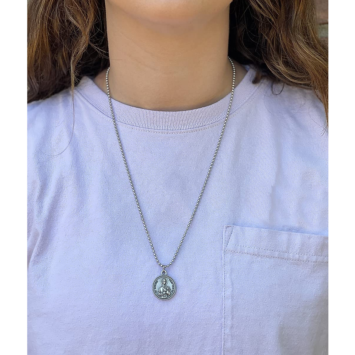Saint Gerard Necklace Patron Saint of Fertility & Pregnancy Catholic Jewelry - Silver Oxidized Round 7/8" St Gerard Medal with 24" Adjustable Hypoallergenic Ball Chain - Made in Italy