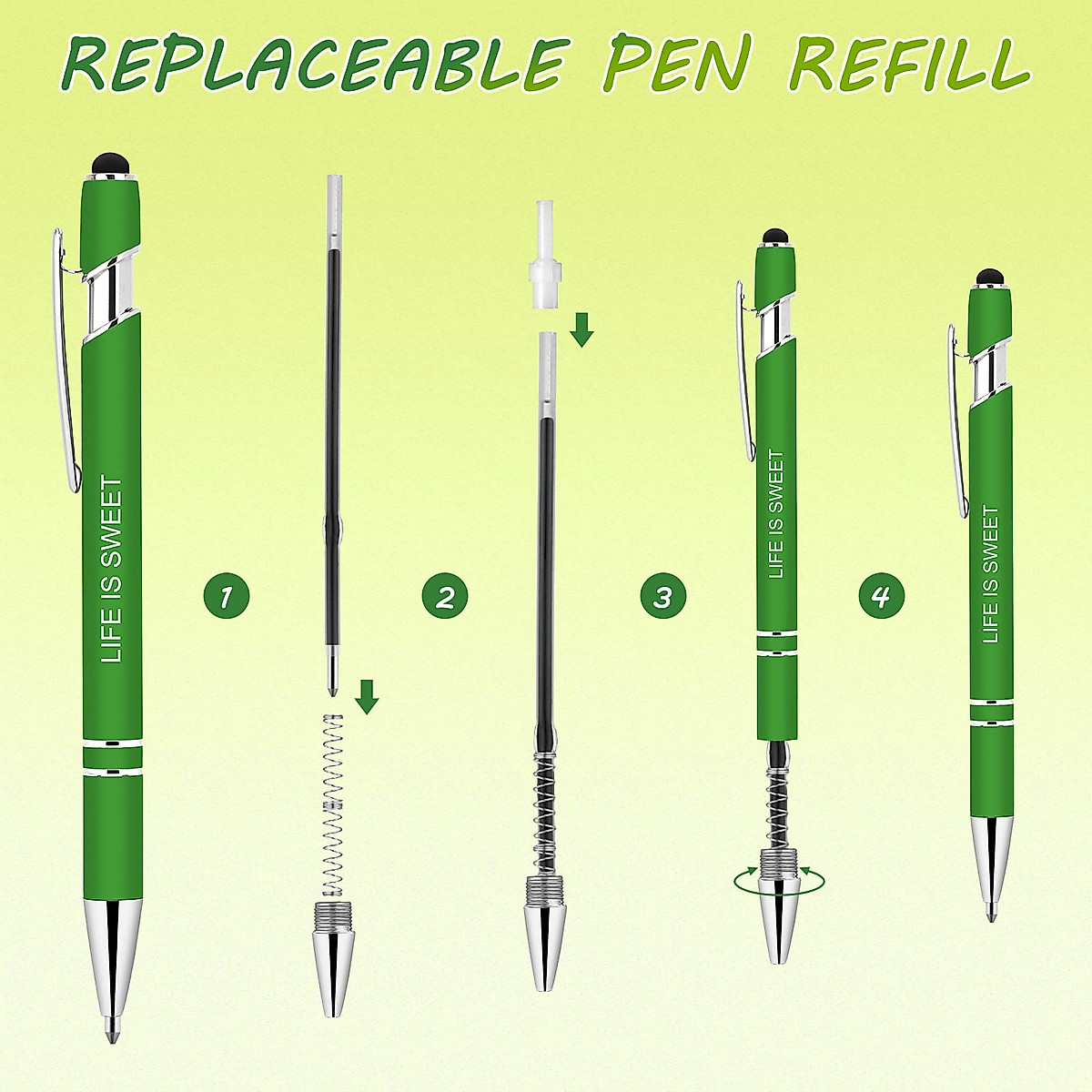 SUPWISER 30 Pieces Inspirational Pens, Motivational Quotes Ballpoint Pen Christian Funny Screen Touch Stylus Pens Inspirational Gifts for Women Colleagues Co-Workers, Black Ink