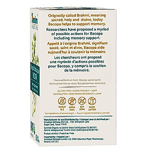 Himalaya Organic Bacopa Monnieri Nootropic Herbal Supplement, Supports Calm, Memory, Cognition, USDA Certified Organic, Non-GMO, 750 mg, 60 Plant-Based Caplets, 60 Day Supply