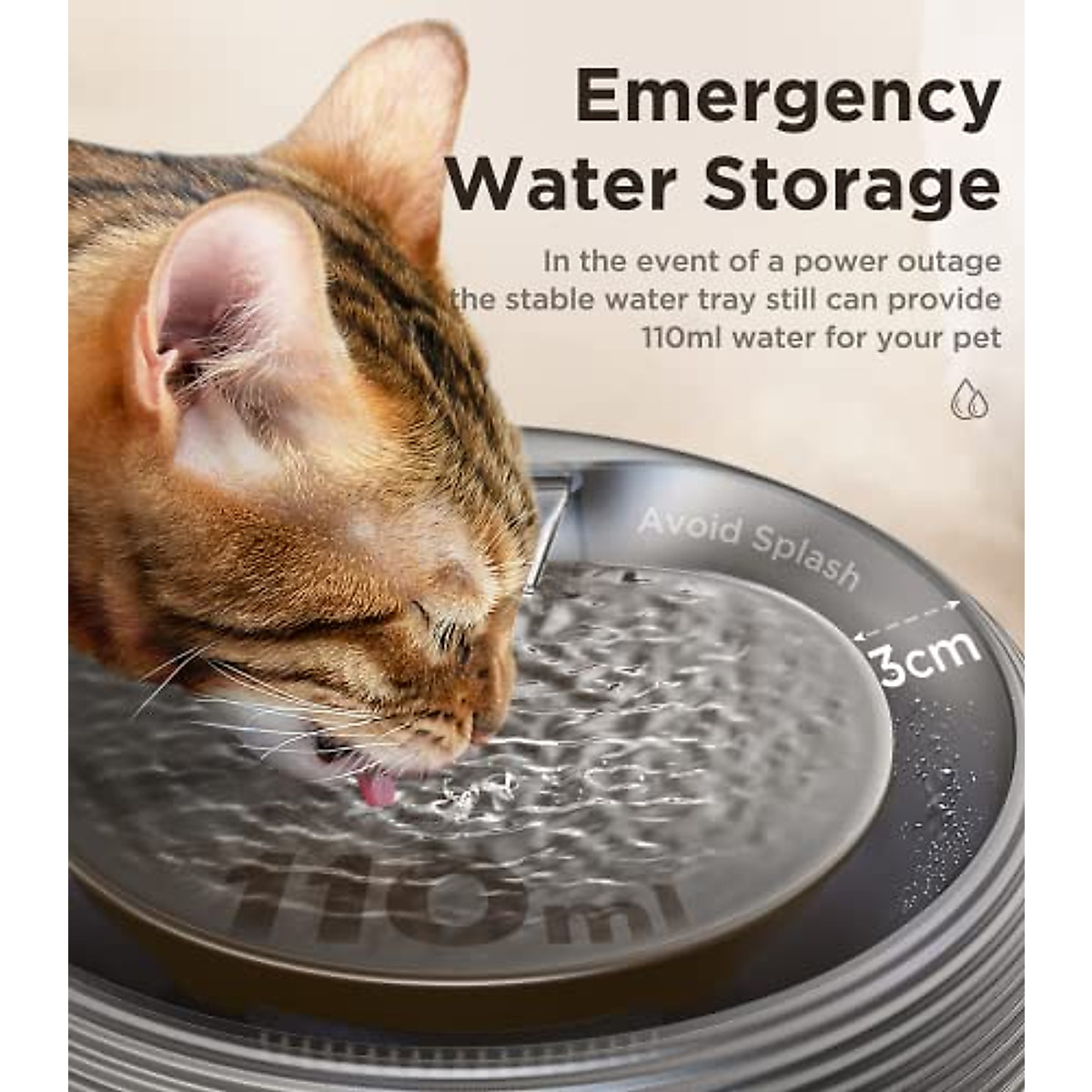 Cat Water Fountain, FEELNEEDY Ultra Quiet 84 fl oz/2.5L Pet Water Fountain for Cats and Dogs Inside with LED Light, Cat Drinking Fountain Waterfall with 3 Pack Filters Replacement (F-016B)