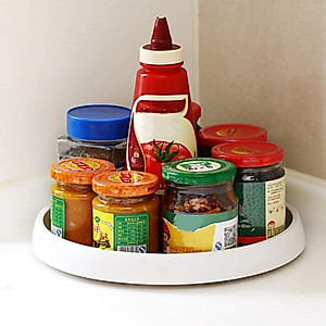 Lawei 3 Pack Pantry Cabinet Lazy Susan Turntable - 10 Inch Non-Slip Lining Kitchen Storage Turntable for Cabinet, Pantry, Refrigerator, Countertop - Spinning Organizer for Spices, Condiments, Baking