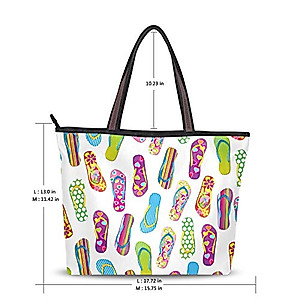 My Daily Women Tote Shoulder Bag Flip Flops Beach Sandal Handbag Medium