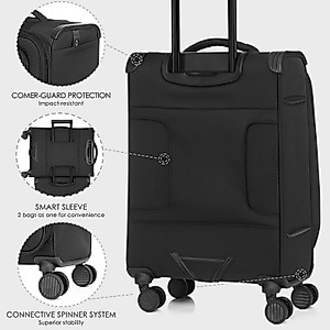Verage Toledo Carry On Luggage Softside Expandable Suitcase with Spinner Wheel (20-Inch, Black)