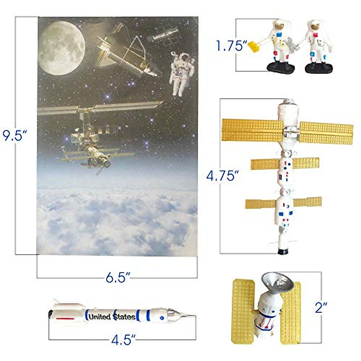 ArtCreativity 10 Pc Space Explorer Toy Kit, Pretend Play Set with Astronaut Figurines, Robotic Exploration Truck, Diecast Metal Vehicle, NASA Sign and More, Best Gift for Exploring Boys and Girls
