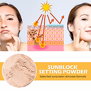 Ponhey Mineral Sunscreen Setting Powder SPF 35 Loose Powder with Brush Translucent Natural Setting Powder, Oil Control, Natural Matte, Long Lasting, Light and Breathable, Suitable for All Skin Types