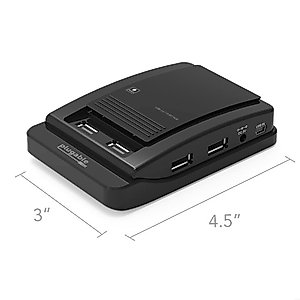 Plugable USB 2.0 7-Port High Speed Hub with 15W Power Adapter - Driverless