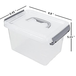 Sandmovie Small Plastic Storage Bin, Clear Storage Latch Box with Lids, 6 Packs