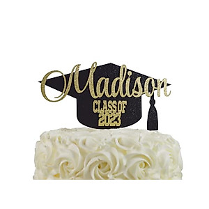 Personalized 2023 Graduation Cap Glitter Paper Party Cake Topper