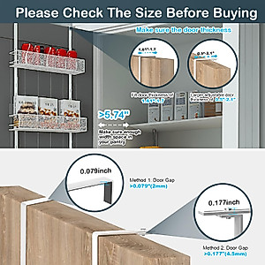 Over the Door Pantry Organizer - 6-Tier Mesh Basket Hanging & Wall Mounted Pantry Door Organizer, Over the Door Spice Rack with Adjustable Hooks for Kitchen, Bathroom, Bedroom, Storage Room (White)