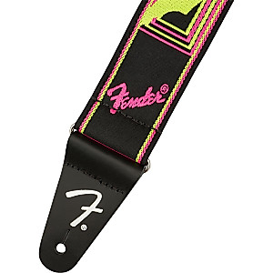 Fender Neon Monogrammed Guitar Strap, 2in, Pink/Yellow