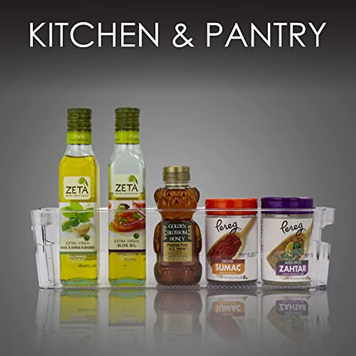 Brookstone, Long & Narrow Clear Plastic Storage Bin, Closet and Accessories Organizer, Kitchen/Pantry/Refrigerator & Freezer Food Container, Under Sink Cleaning Supplies Basket [BPA Free]