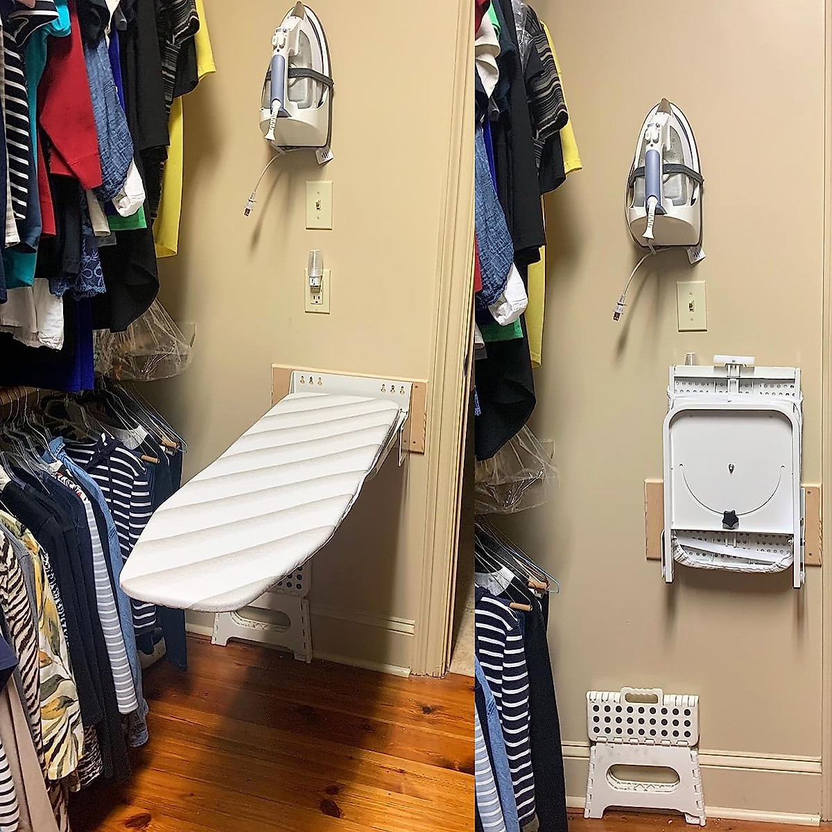 uyoyous Wall Mounted Ironing Board 37 x 13 Inch Foldable Ironing Boards with Heat Resistant Cover 180° Rotation Space-Saving Ironing Boards with English Manual