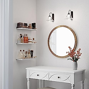 Senjie Floating Shelves for Wall,Bathroom Shelf Set of 3,Wall Shelves for Bedroom,Kitchen,Living Room,Invisible Brackets,White and Gold