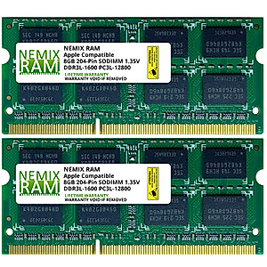 NEMIX RAM 16GB Kit (2x8GB Upgrade) DDR3-1600 SODIMM PC3-12800 for Apple MacBook Pro Mid 2012 / iMac Late 2012 / iMac 2013, Late 2014, Mid 2015, Mac Mini Late 2012