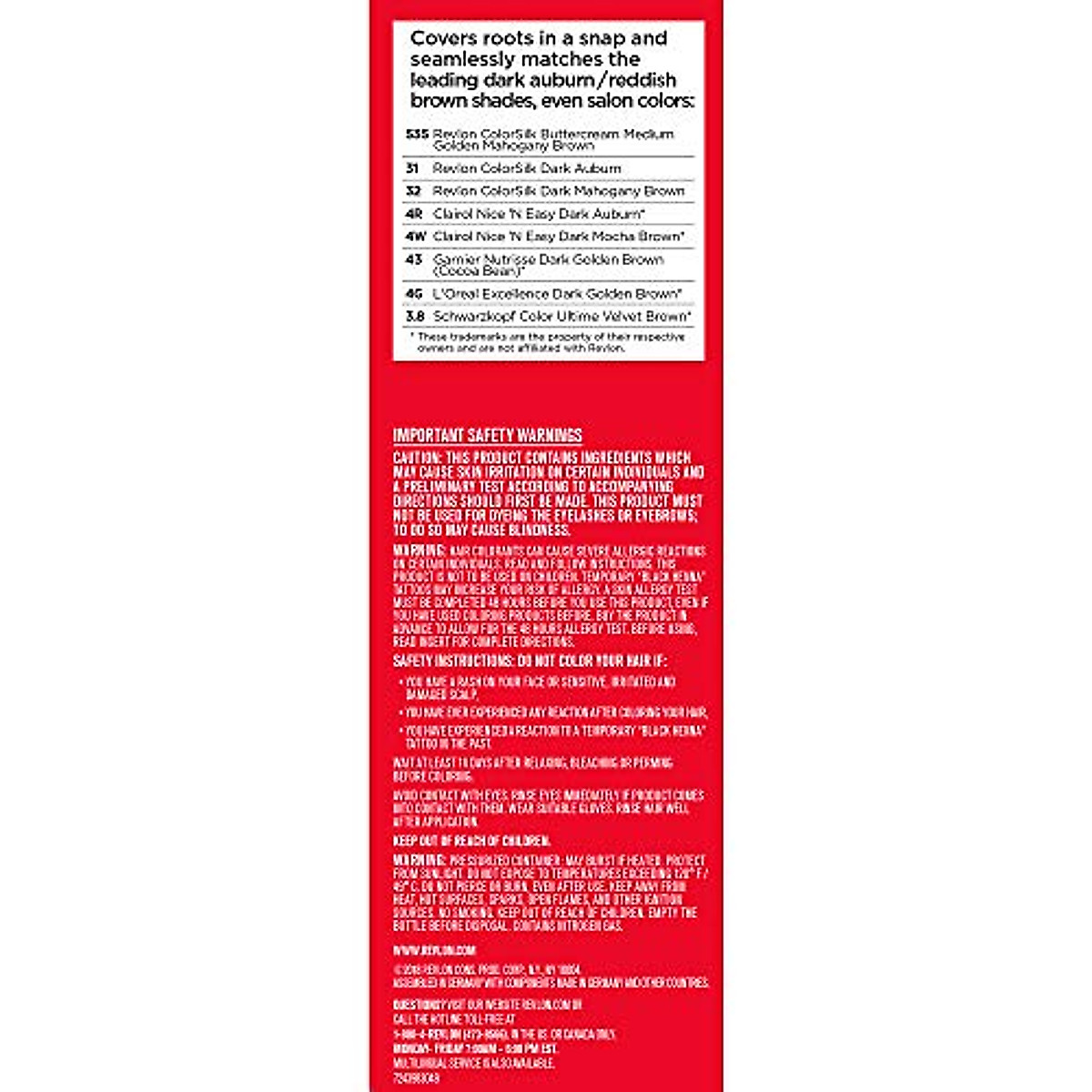 Revlon Permanent Hair Color, Permanent Hair Dye, At-Home Root Erase with Applicator Brush for Multiple Use, 100% Gray Coverage, Dark Auburn/ Reddish Brown (4R), 3.2 Fl Oz