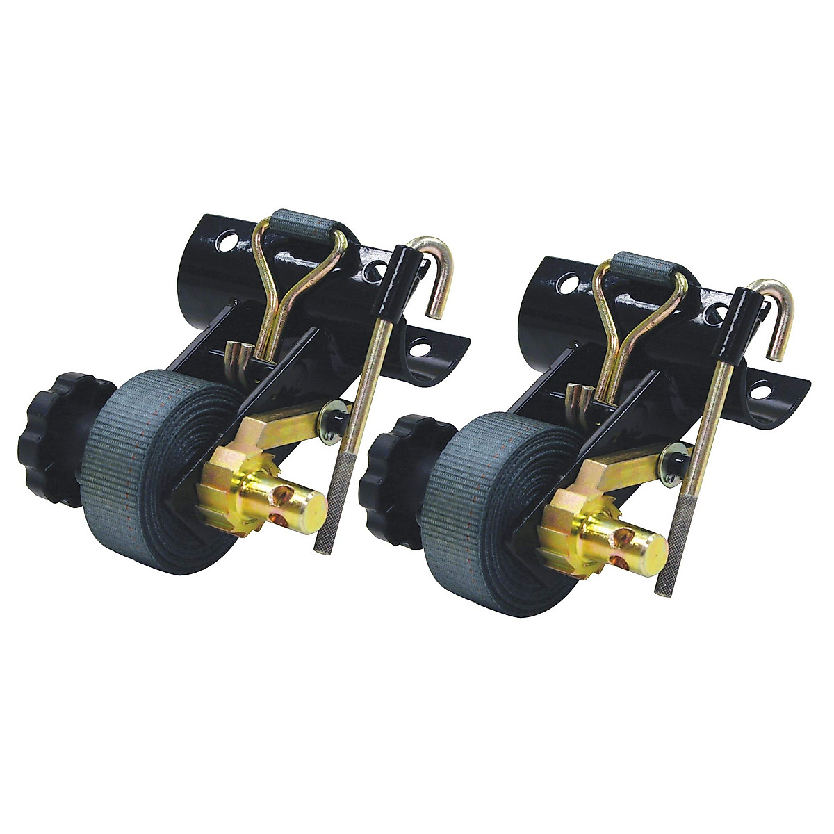 Buyers Products 5480007 Round Tube Ladder Rack Rachet Straps, 2 Pack, 7ft x 1-1/2 Inch, Double J Hook, Ladder Rack Straps, Pickup Truck Contractor Rack, Pickup Truck Cargo Rack Accessories