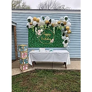 Greenery Happy Birthday Backdrop for Women Girls Flower Green Grass Backdrop Wall for Party Birthday Background Photography for Photoshoot Banner Decoration 7x5ft