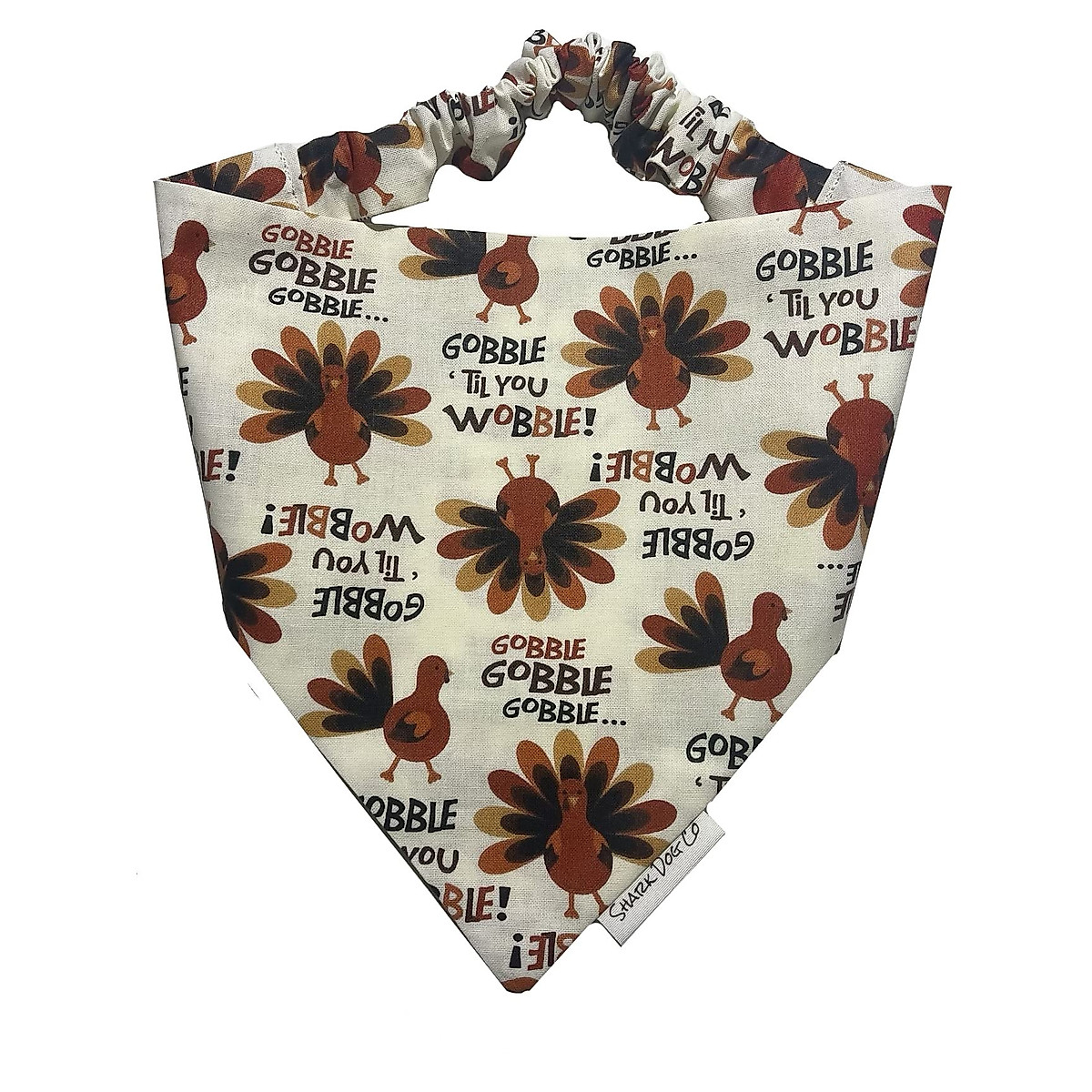 Shark Dog Co | Gobble 'til You Wobble | Slip-on, Scrunchie Dog Bandana | No Tying or Collar Necessary | Machine Washable (XL)
