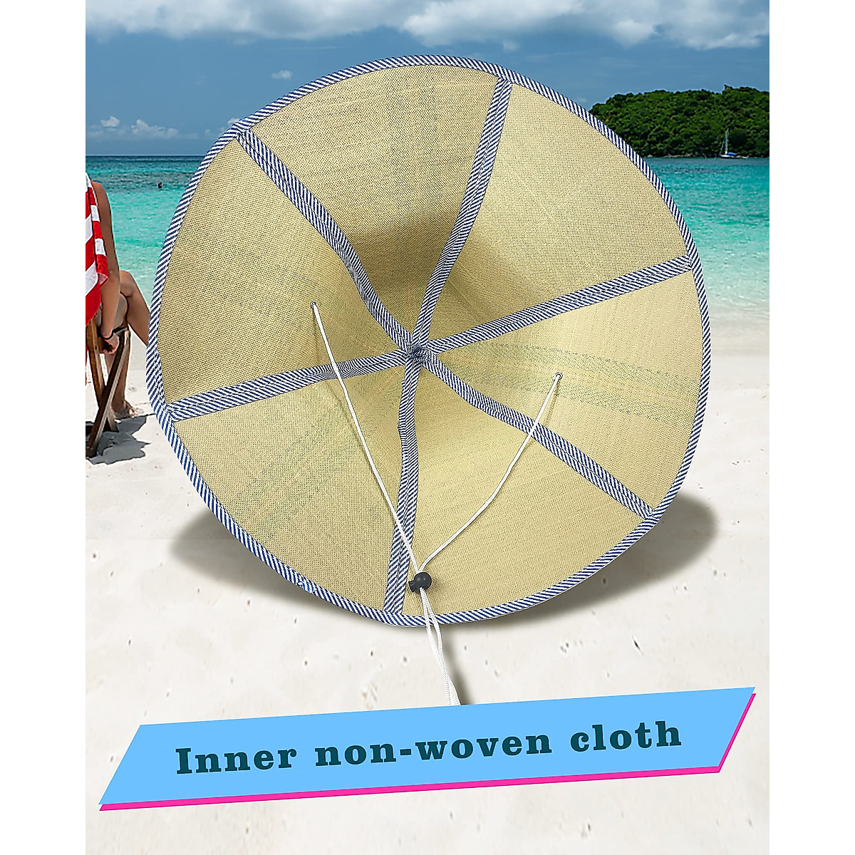 Foldable Straw Hat for Farmer Men Women Adult Fishing Sun Fan Cap Summer Cool Floppy Wide Brim Beach Hat Light Brown