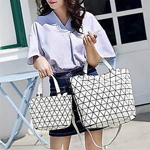 Luminous Purses Geometric Handbags for Women Changeable shape Reflective Shoulder Bag Matte Totes (Blue)