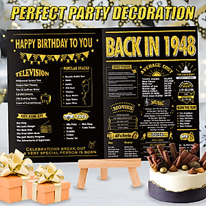 InstaDecor 76th Birthday Card Gifts for Women or Men, Happy and Funny 76 Year Old Birthday Greeting Card for Husband or Wife, Jumbo 8x10 Inch Print, Gold Laser