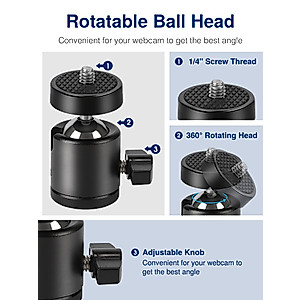 Puroma Webcam Stand Goose-Neck Mount Stand Upgraded Desktop Stand for Logitech Webcam C922 C930e C920S C920 C615 and Other Webcam with 1/4" Thread