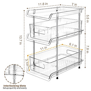 XINYA BAO 3 Tier Clear Bathroom Organizer, With Dividers, Multi-Purpose Pull-Out Pantry Organization and Storage, Under Sink Closet Organizers and Storage, Skincare Cosmetic Organizer Medicine Bins