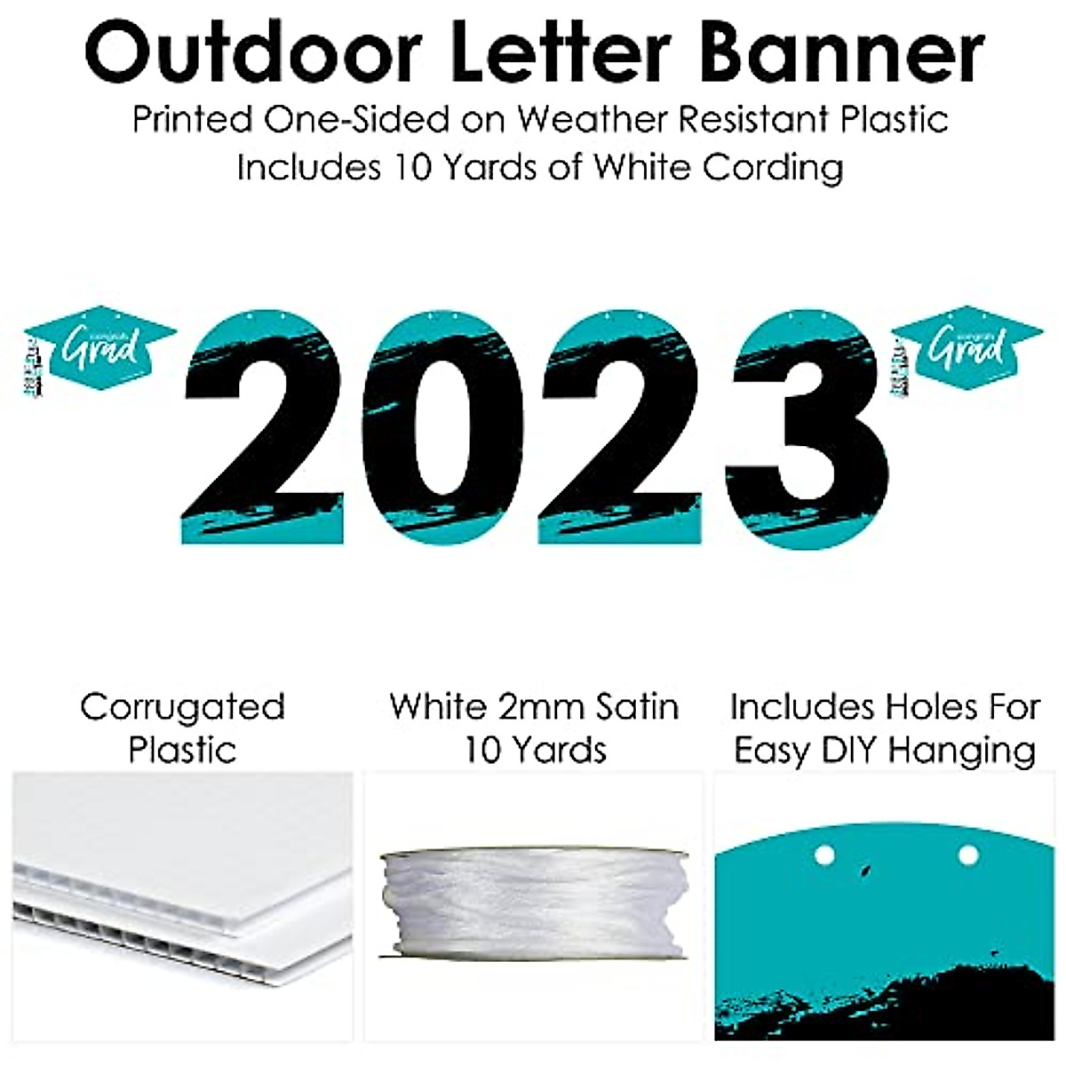 Big Dot of Happiness Teal Grad - Best is Yet to Come - Large Turquoise Graduation Party Decorations - 2023 - Outdoor Letter Banner