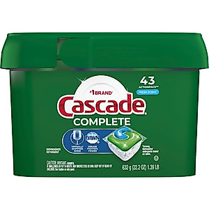 Cascade Complete Dishwasher Pods, ActionPacs Dishwasher Detergent, Fresh Scent, 43 Count