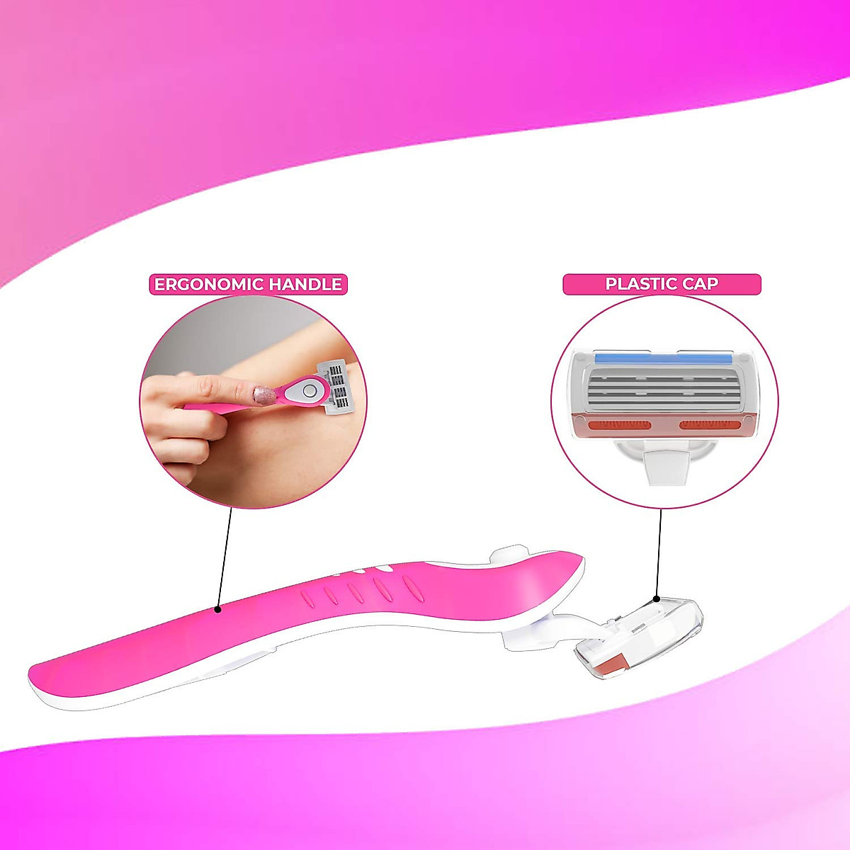 Nylea Razors for Women with Sensitive Skin, Premium Shaving Razor with Lubricating Strip Detachable Razor Head for Convinient Use, 5 Blades with 4 Refills