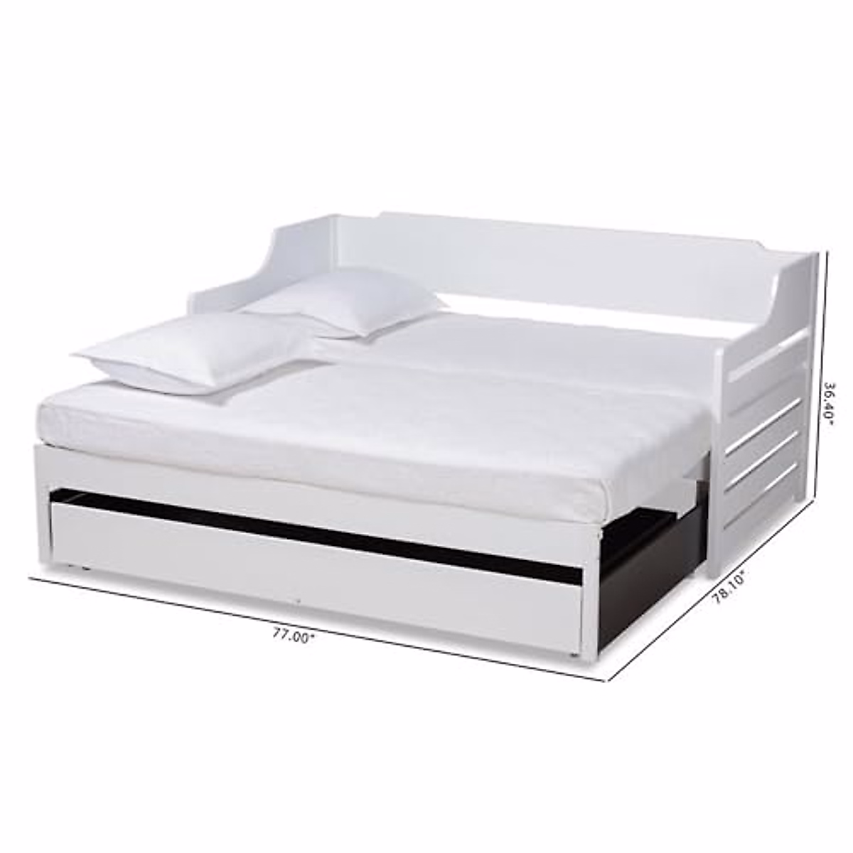 BOWERY HILL White Expandable Twin Size to King Size Daybed