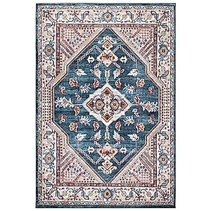 Safavieh Bayside Collection Area Rug - 5'3" x 7'6", Blue & Grey, Traditional Oriental Design, Non-Shedding & Easy Care, Machine Washable Ideal for High Traffic Areas in Living Room, Bedroom (BAY104M)