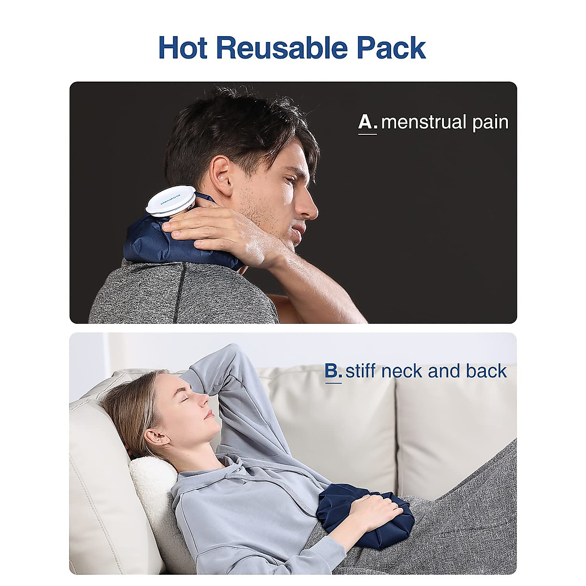 elitehood Reusable Ice Bag Ice Pack for Injuries, 3 Sizes (6"/9"/11") Refillable Ice Bag, Hot & Cold Therapy Ice Bag for Injury and Pain Relief with Elastic Breathable Support Wrap and Extension wrap