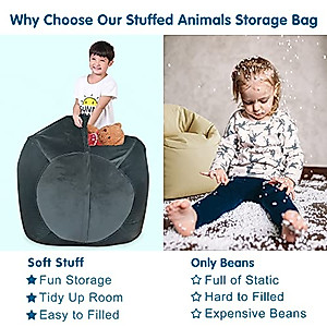 Lukeight Stuffed Animal Storage Bean Bag Chair for Kids and Teens Without Filling, Zipper Storage BeanBag Cover for Organizing Stuffed Animal, Luxury Velvet Bean Bag Chair Cover (No Beans) X-Large