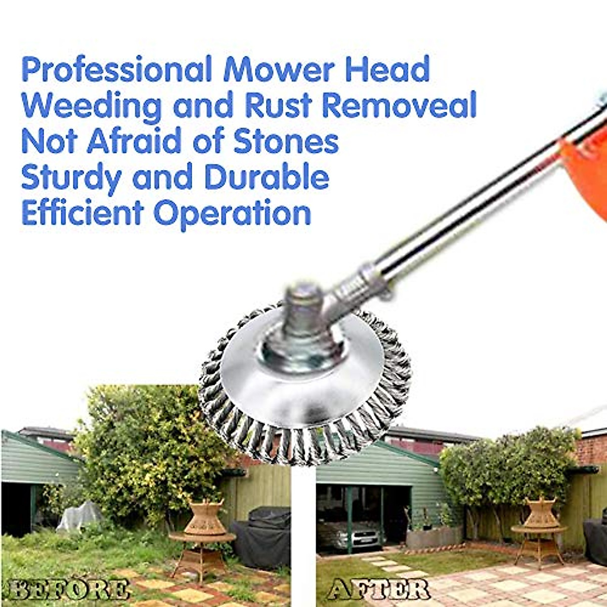 HUYUR 8 Inches Steal Wire Brush Cutter Trimmer Head with Blade Adapter for String Trimmers, Rust Removal, Lawn Mower - Cutter Garden Grass Accessories Tool