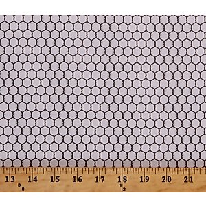 Cotton Chicken Wire Poultry Fence Country Farming Netting Hexagons White Landscape Cotton Fabric Print by The Yard (355WHITE)