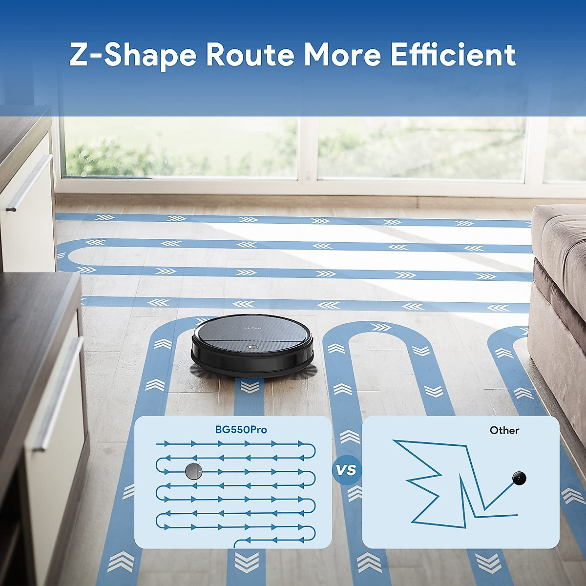 Bagotte Robot Vacuum and Mop Combo, 2000Pa Suction 2600 mAh 2 in 1 Mopping Robotic Vacuum Cleaner with Schedule, WiFi/App/Alexa, Self-Charging, No Water Tank, Ideal for Hard Floor, Pet Hair and Carpet
