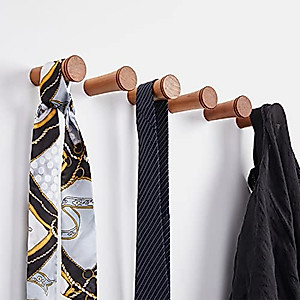 HomeDo Wall Hooks Rack, Wooden Coat Hooks Wall Mounted, Entryway Hat Rack, Decorative Hooks Single Organizer Wall Hanger Hat Hook Towel Rack, Heavy Duty Hooks (Cherry-4inch-2Pack)