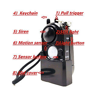 Portable Mini Motion Detector Alarm + 120DB Ear-Piercing Siren + SOS LED Light, Hotel Door Room Security Device for Female Women Kids Life Safety While Travelling Alone 2-Pack