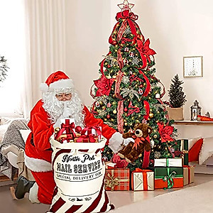 LessMo Christmas Santa Sack, Large Christmas Canvas Gift Bag with Drawstring, [Place to Write Wishes] Reusable Personalized Best Gift, for Xmas Package Storage, Christmas Party Supplies Favors