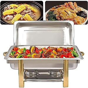 Single Pan Buffet Server, Chafing Dish Buffet Set, Portable Stainless Steel Food Warmer, Chafing Dish Set Perfect for Catering, Parties, Events and Holiday