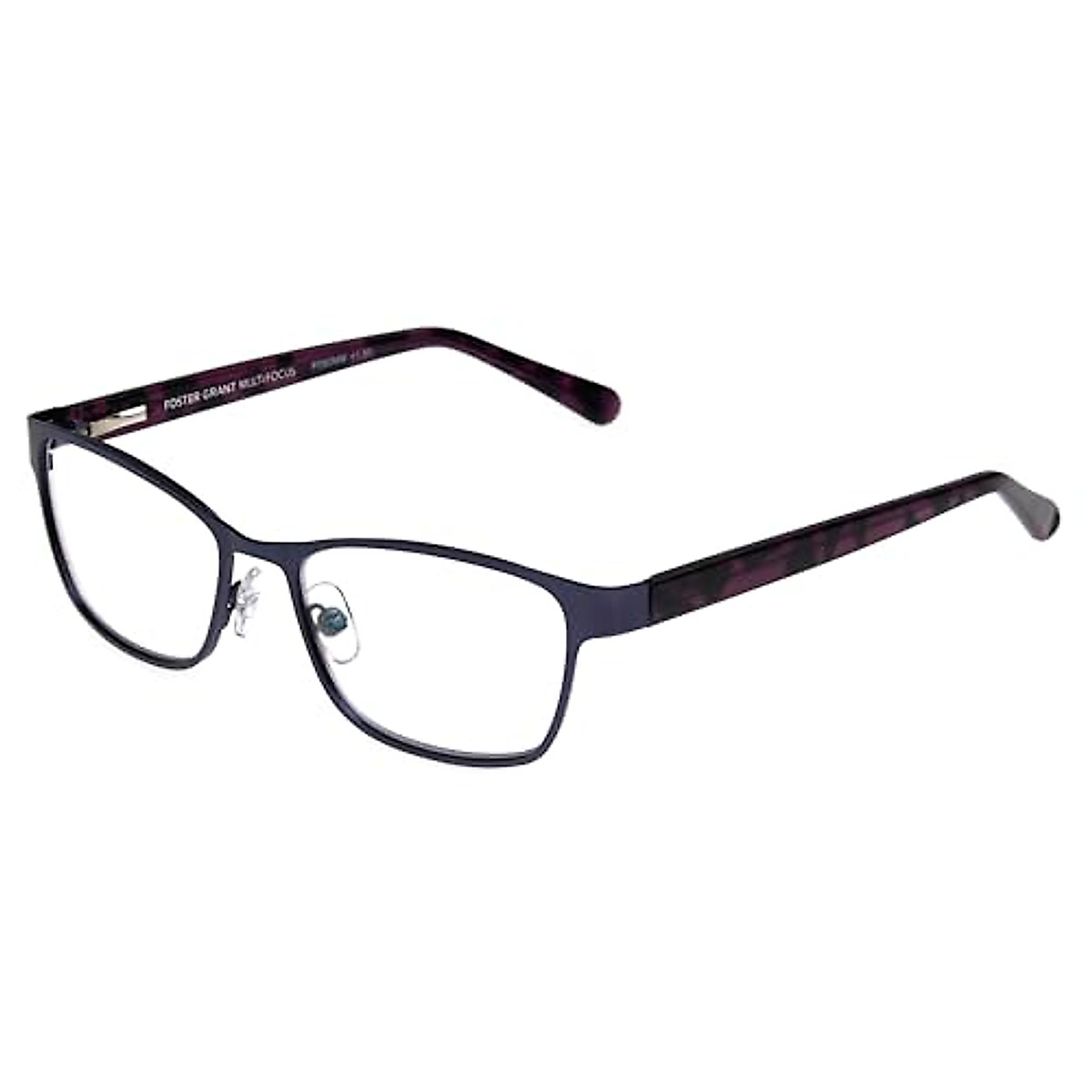 Foster Grant Women's Tierney Multifocus Cat-Eye Reading Glasses, Purple/Transparent, 53 mm + 1.75