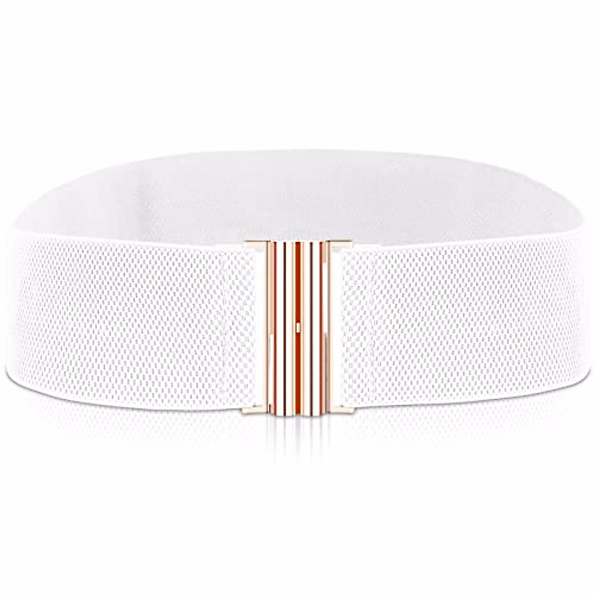 Cobee Women Elastic Wide Belt,Waist Belt with Flat Buckle(White)