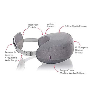 Frida Mom Adjustable Nursing Pillow | Customizable Breastfeeding Pillow for Mom + Baby Comfort with Back Support, Adjustable Wrap Around Waist Strap, Pockets for Heat Relief