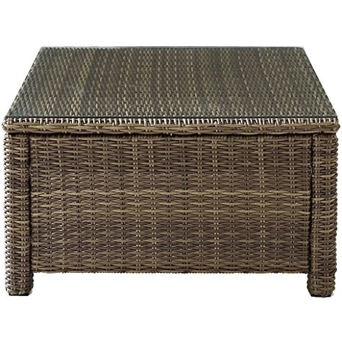 Crosley Furniture Bradenton 4-Piece Outdoor Sectional Sofa Wicker Conversation Patio Furniture Set for Deck, Brown with Sand Cushions