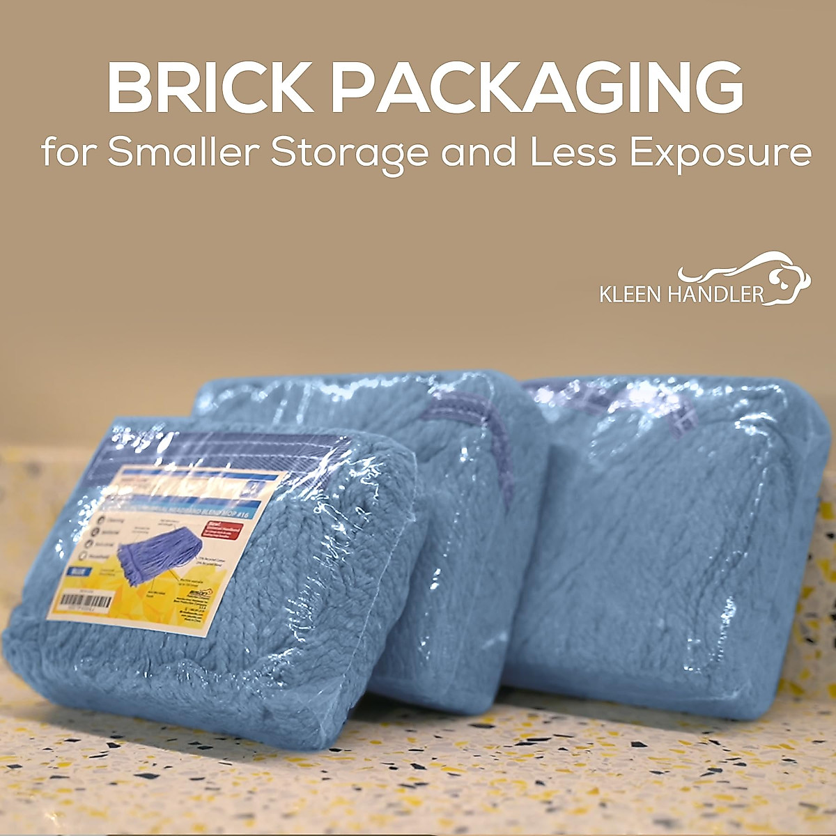 KLEEN HANDLER Bulk Pack of 6 HEAVY DUTY Commercial Mop Head Replacement, Wet Industrial Cotton Looped End String Cleaning Mop Head Refill, Blue Mop